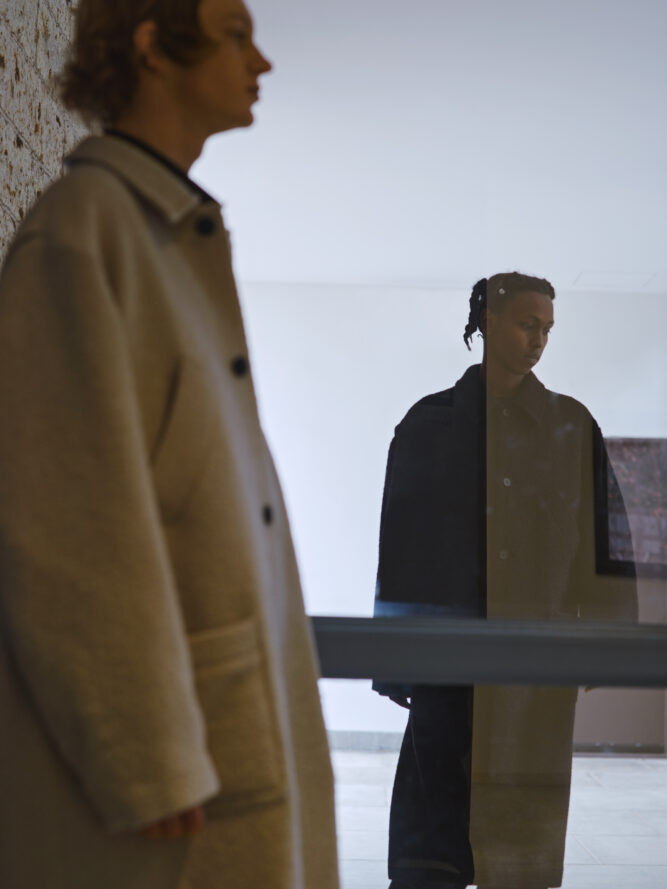 MATSUFUJI】Mohair Tweed Bal Collar Coat / ECRU [M243-0201 MATSUFUJI】Mohair Tweed Bal Collar Coat / ECRU [M243-0201